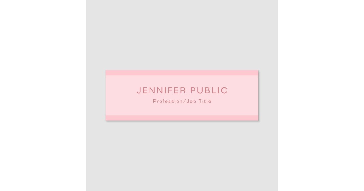 Blush Pink Simple Modern Elegant Creative Template Name Tag | Zazzle
