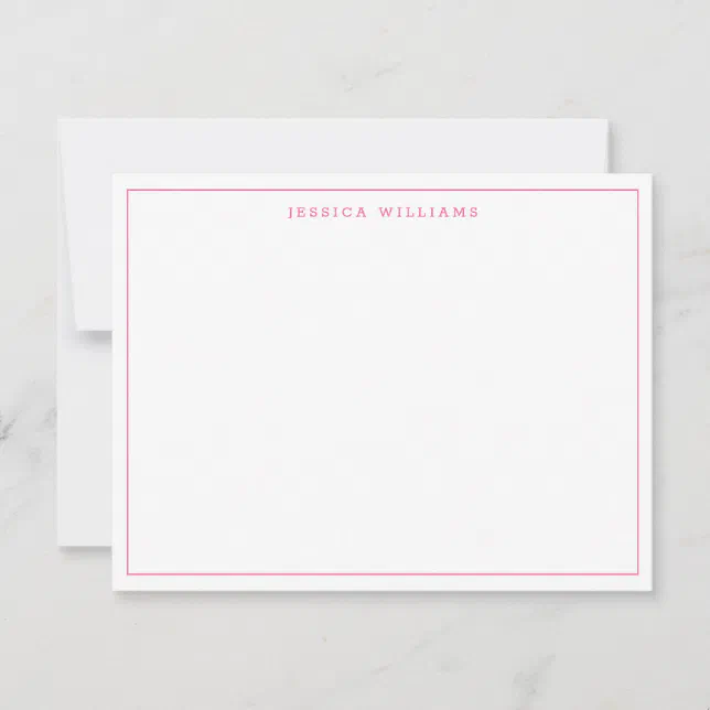 Blush Pink Simple Modern Professional Thin Border Note Card | Zazzle