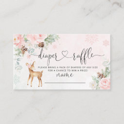 Blush pink snowflakes deer diaper raffle enclosure card | Zazzle