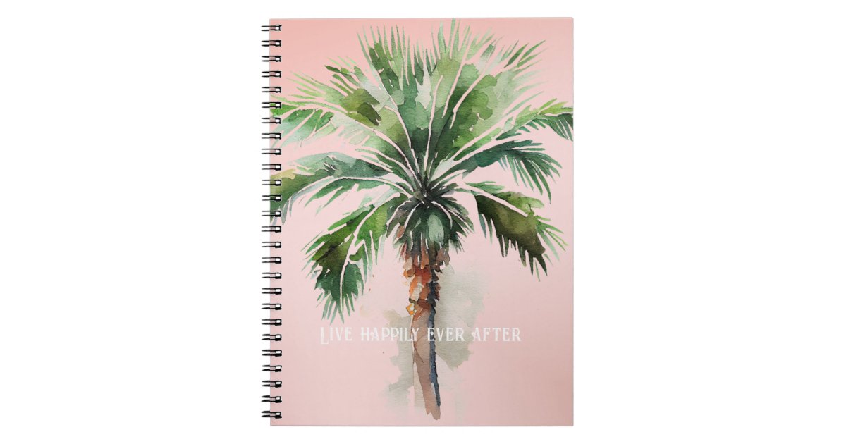 Blush Pink Tropical Palm Tree Notebook | Zazzle
