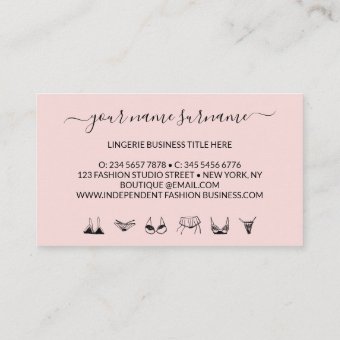 Blush pink underwear fashion shop Lingerie Business Card | Zazzle