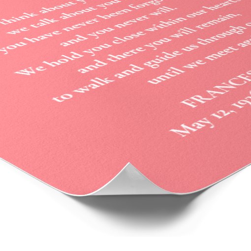 Blush Pink Until We Meet Again Memorial Poem Name Poster | Zazzle