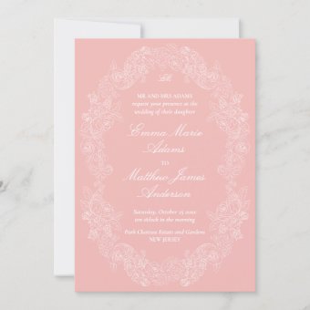 Blush Pink Victorian Antique Classic Wedding Invitation | Zazzle