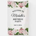 Blush Pink Vintage Floral Birthday Party Welcome Banner | Zazzle