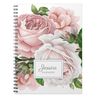 Blush Pink Vintage Floral Notebook | Zazzle