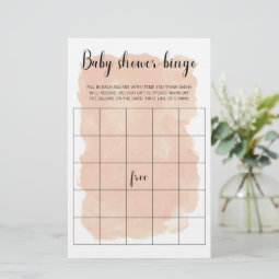 Blush Pink Watercolor Baby Shower Bingo Game | Zazzle