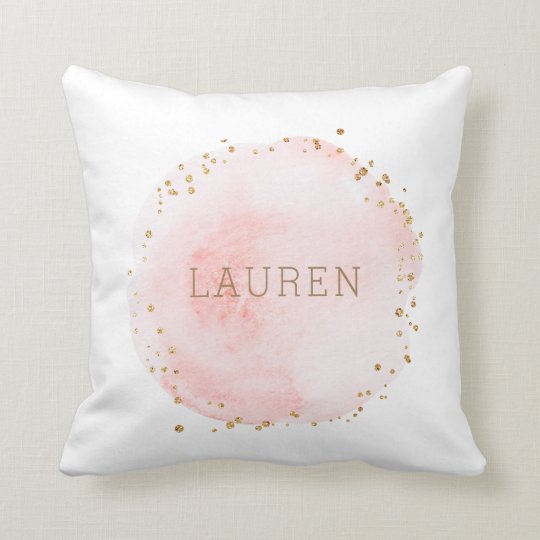 Blush Pink Watercolor Circle Gold Dots Throw Pillow | Zazzle.com