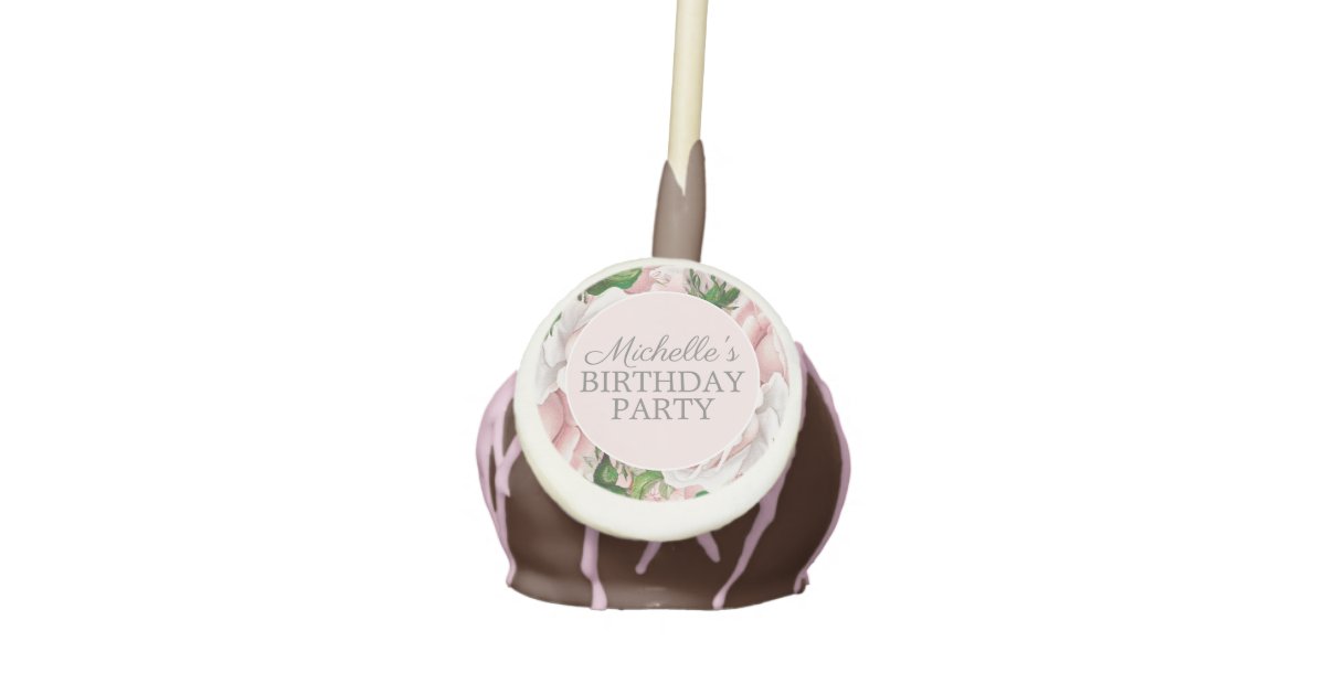 Blush Pink Watercolor Floral Birthday Party Cake Pops | Zazzle