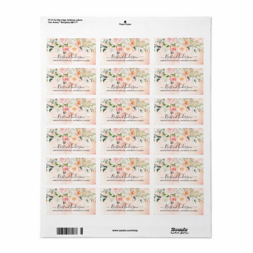 Blush Pink Watercolor Floral Return Address Label | Zazzle