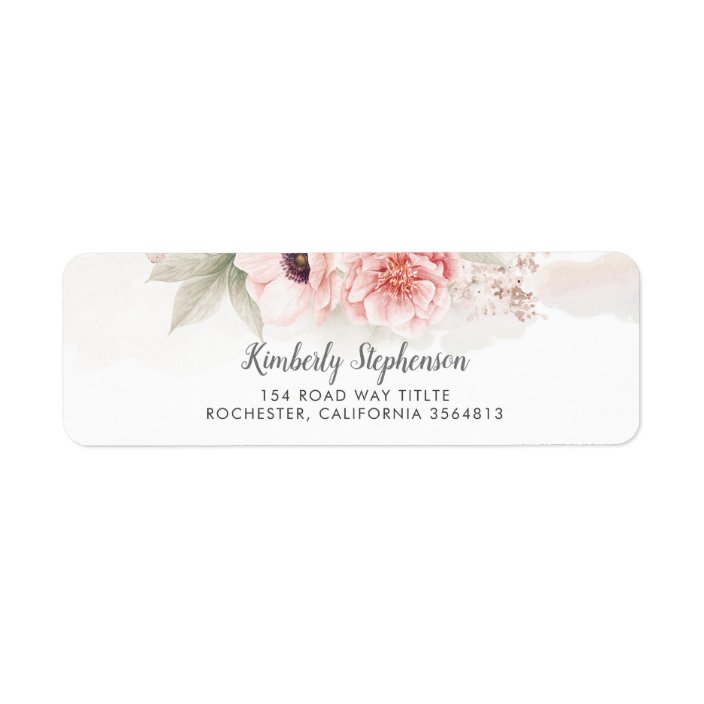 Blush Pink Watercolor Flowers Elegant Label | Zazzle.com