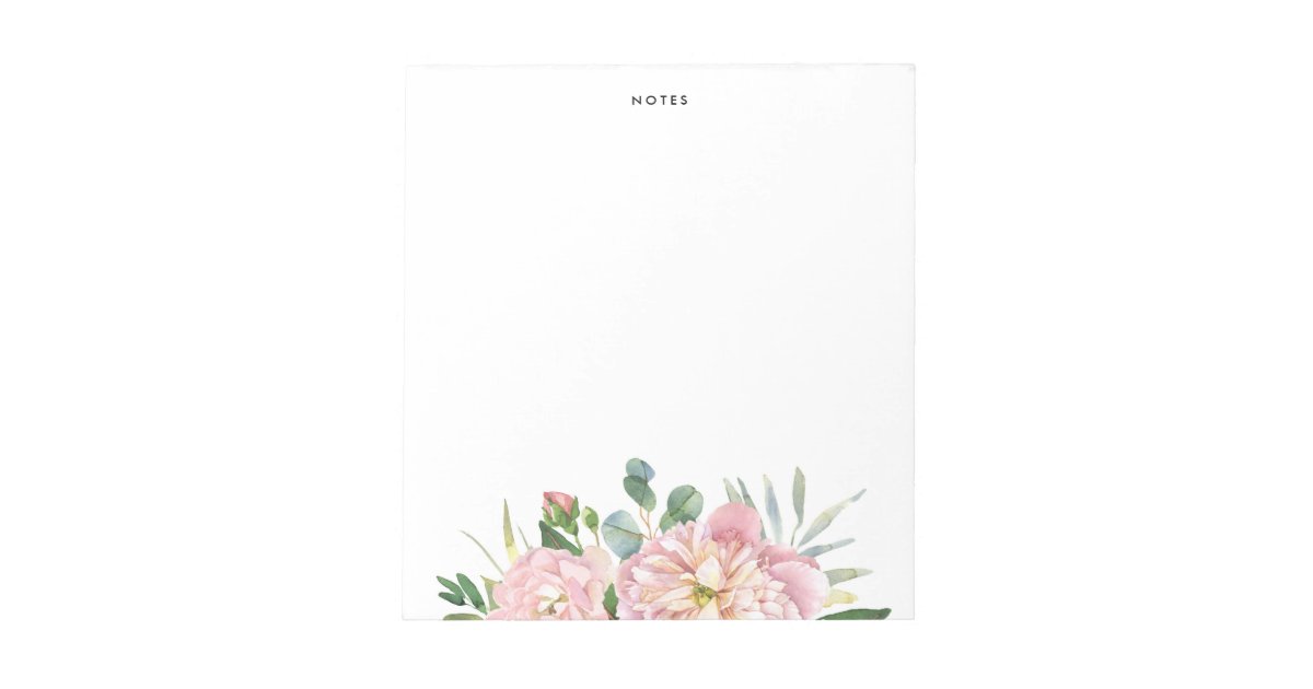 Blush Pink Watercolor Garden Roses Custom Notepad | Zazzle