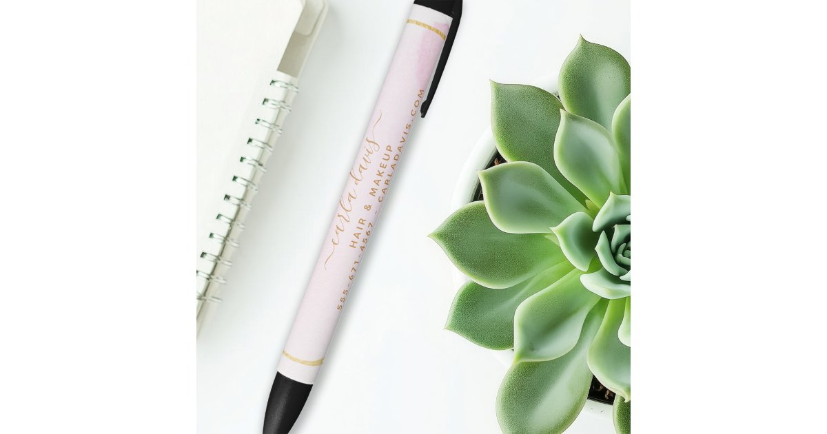 Blush Pink Watercolor Gold Circle Salon Pen | Zazzle