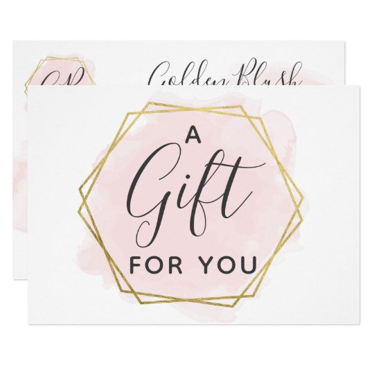 Blush Pink Watercolor & Gold Gift Certificate Card | Zazzle.com