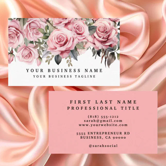Blush Pink Watercolor Roses Business Cards | Zazzle