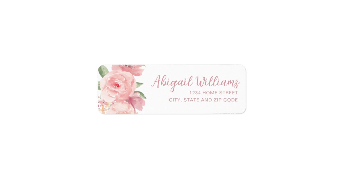 Blush Pink Watercolor Roses Return Address Label | Zazzle