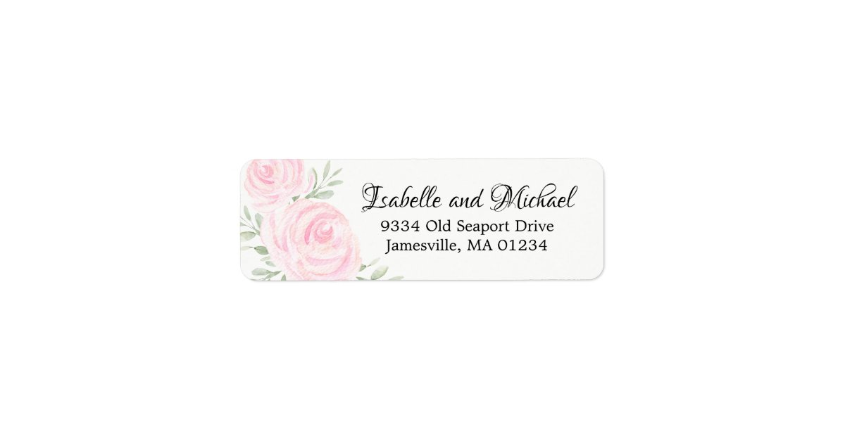 Blush Pink Watercolor Roses Return Address Labels | Zazzle
