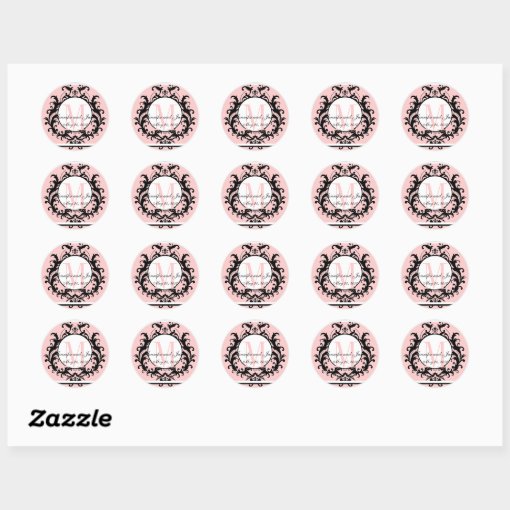 Blush Pink Wedding Initial Names Date Classic Round Sticker | Zazzle
