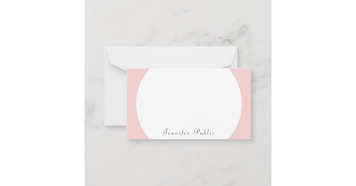 Blush Pink White Calligraphed Modern Trendy Note Card | Zazzle