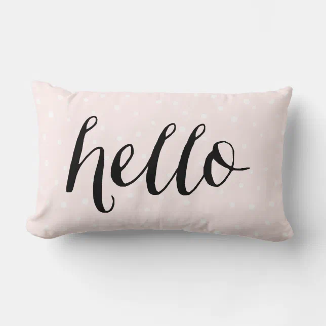 Blush Pink & White Confetti Dots Hello Pillow | Zazzle