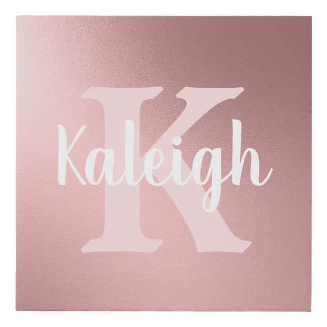 Blush Pink White Monogram Name Initial Faux Canvas Print | Zazzle