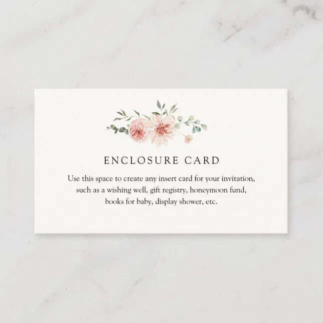 Blush Pinks Florals and Greenery Enclosure Card | Zazzle