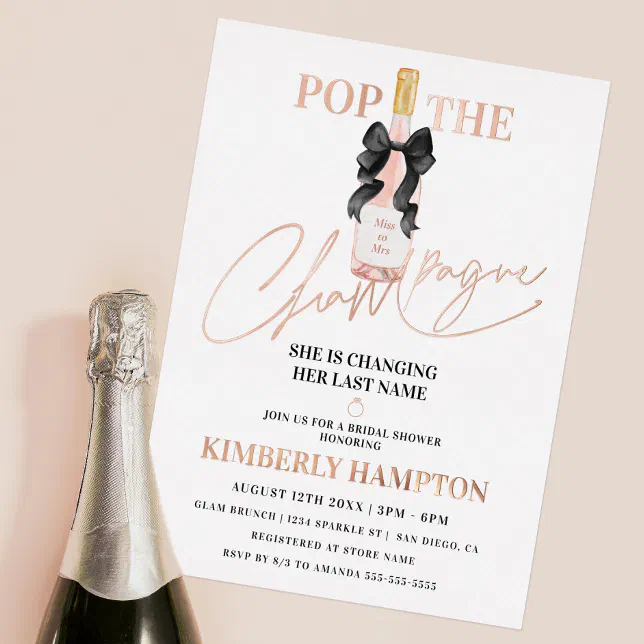 Blush Pop The Champagne Bridal Shower Foil Invitation | Zazzle