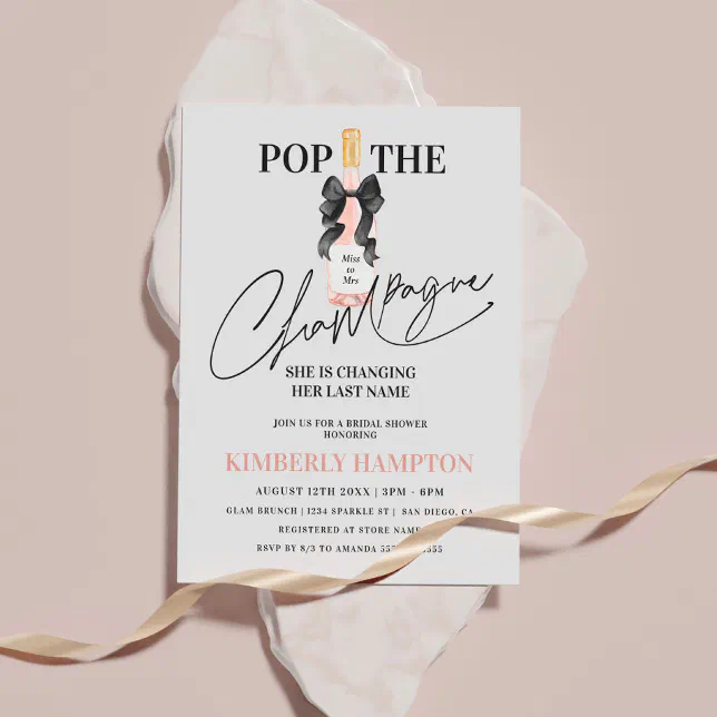 Blush Pop The Champagne Bridal Shower Invitation | Zazzle