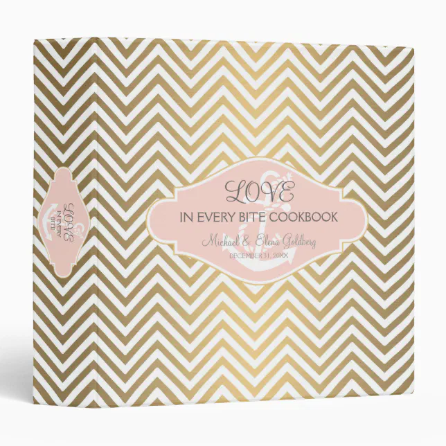 Blush Preppy Chevron Stripe Modern Nautical Anchor Binder | Zazzle
