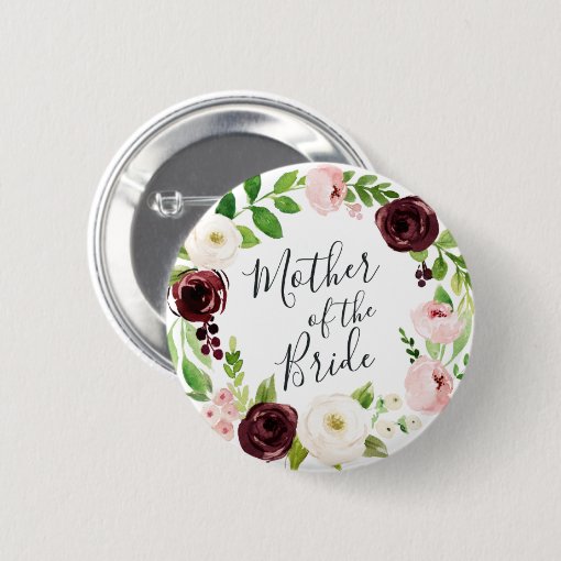 Blush Romance Mother of the Bride Button | Zazzle
