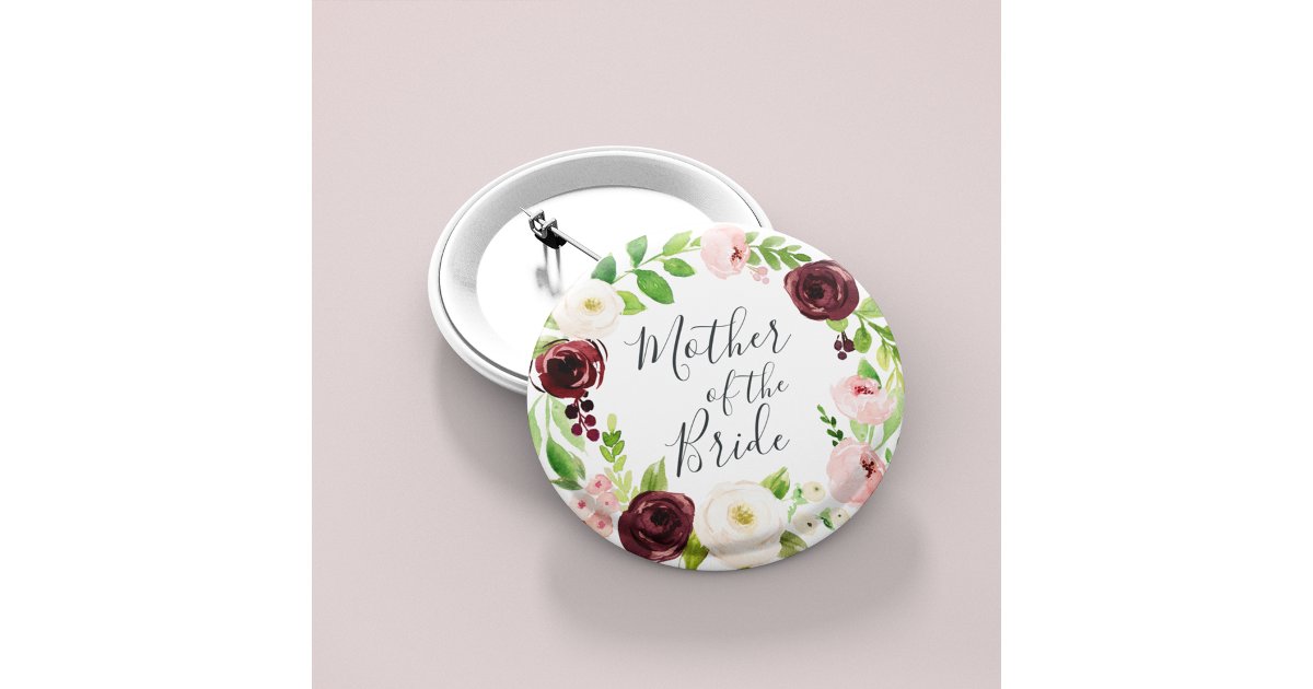 Blush Romance Mother of the Bride Button | Zazzle