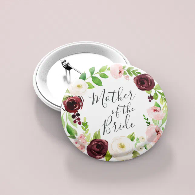 Blush Romance Mother of the Bride Button | Zazzle