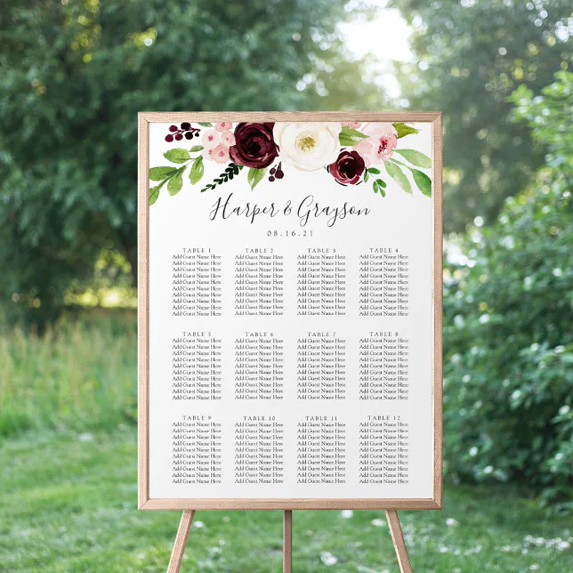 Blush Romance Wedding Seating Chart | Zazzle