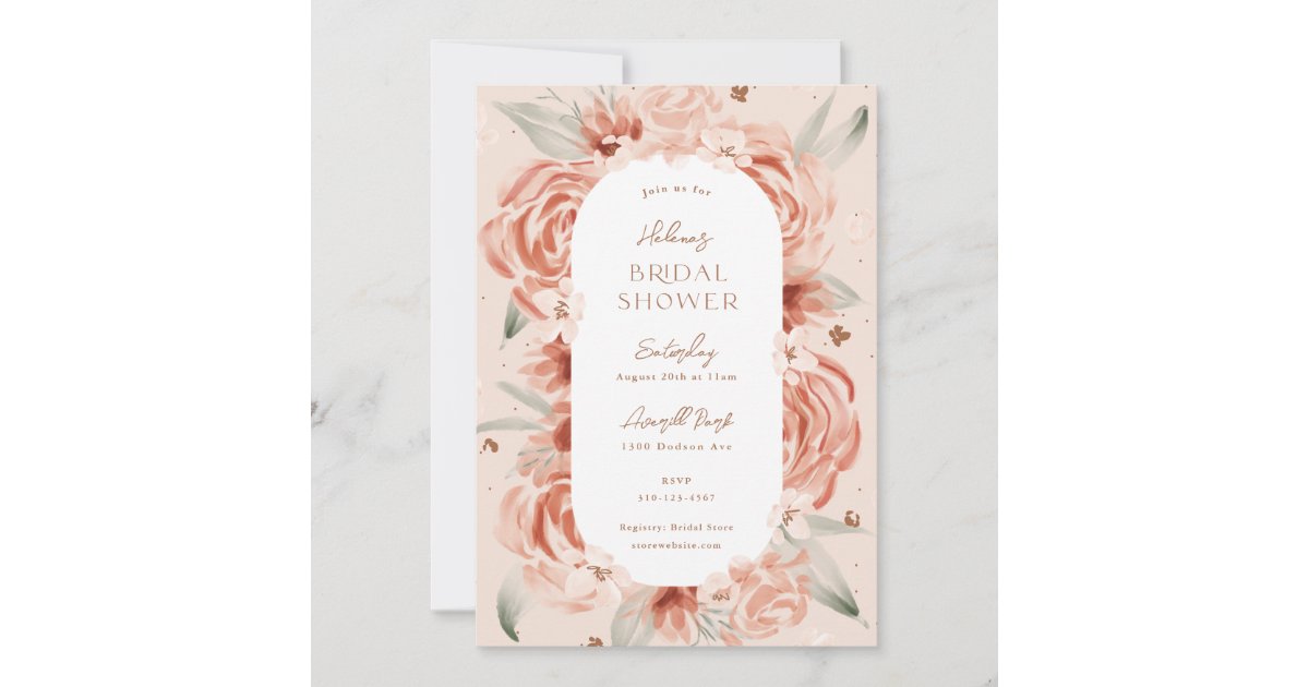 Blush Rose Bridal Shower Invitation | Zazzle