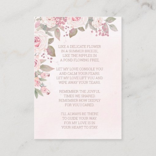 Blush Rose Floral Photo Funeral Memorial Card | Zazzle