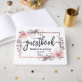 Blush & Rose Gold Framed Floral Wedding Monogram Guest Book | Zazzle