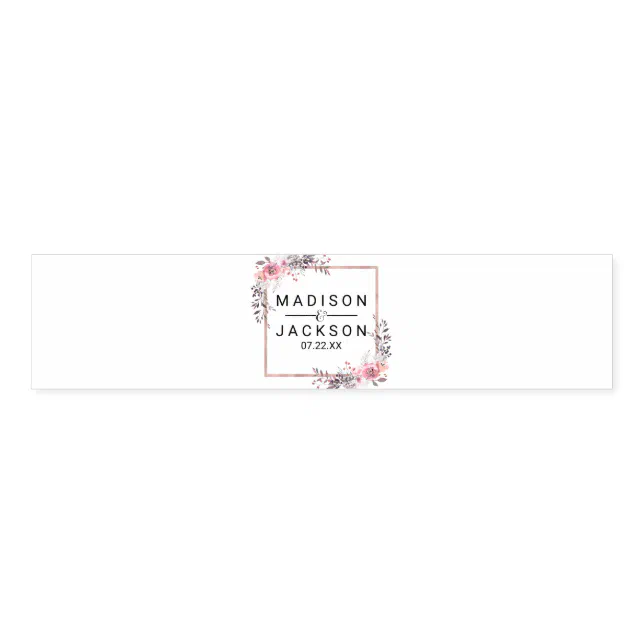 Blush & Rose Gold Framed Floral Wedding Monogram Napkin Bands | Zazzle