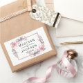 Blush & Rose Gold Framed Floral Wedding Monogram Rectangular Sticker ...