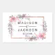 Blush & Rose Gold Framed Floral Wedding Monogram Rectangular Sticker ...