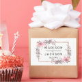 Blush & Rose Gold Framed Floral Wedding Monogram Rectangular Sticker ...