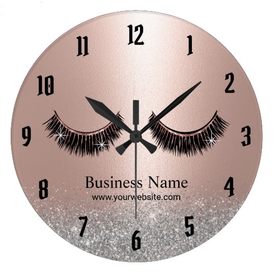 Blush Rose Gold Lashes Makeup Artist Beauty Salon Large Clock | Zazzle.com