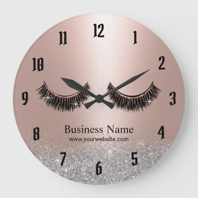 Blush Rose Gold Lashes Makeup Artist Beauty Salon Large Clock | Zazzle