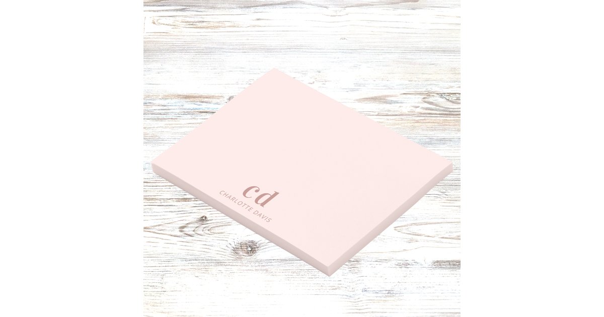 Blush rose gold monogram minimalist post-it notes | Zazzle