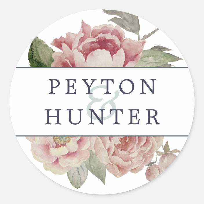 Blush Rose Wedding Classic Round Sticker | Zazzle.com