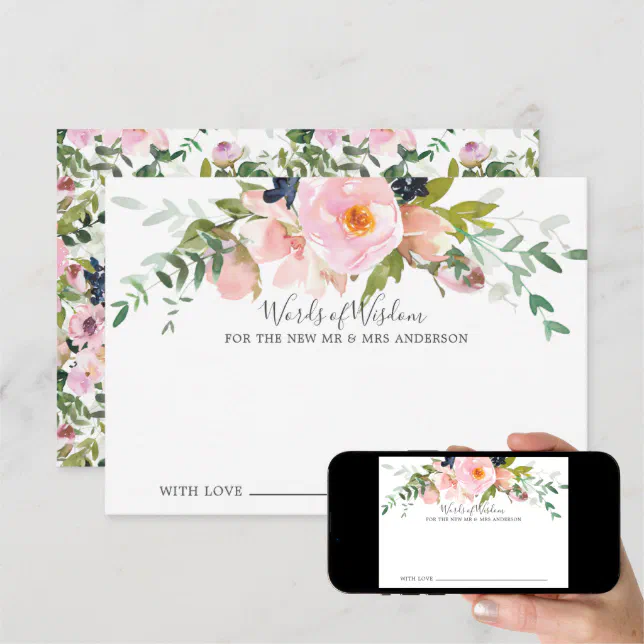 Blush Roses & Peonies Bride Words of Wisdom Card | Zazzle