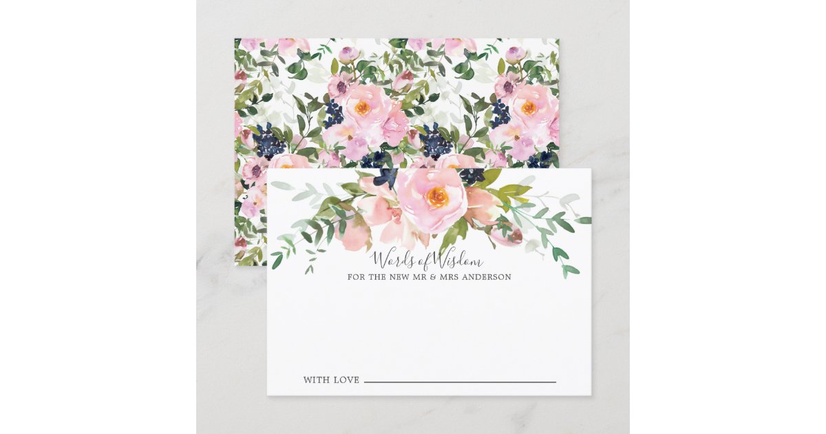 Blush Roses & Peonies Bride Words of Wisdom Card | Zazzle