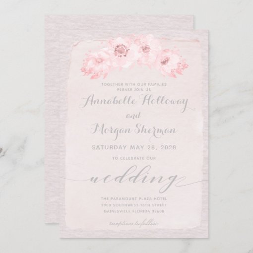 Blush Rustic Calligraphy Wedding Invitation | Zazzle