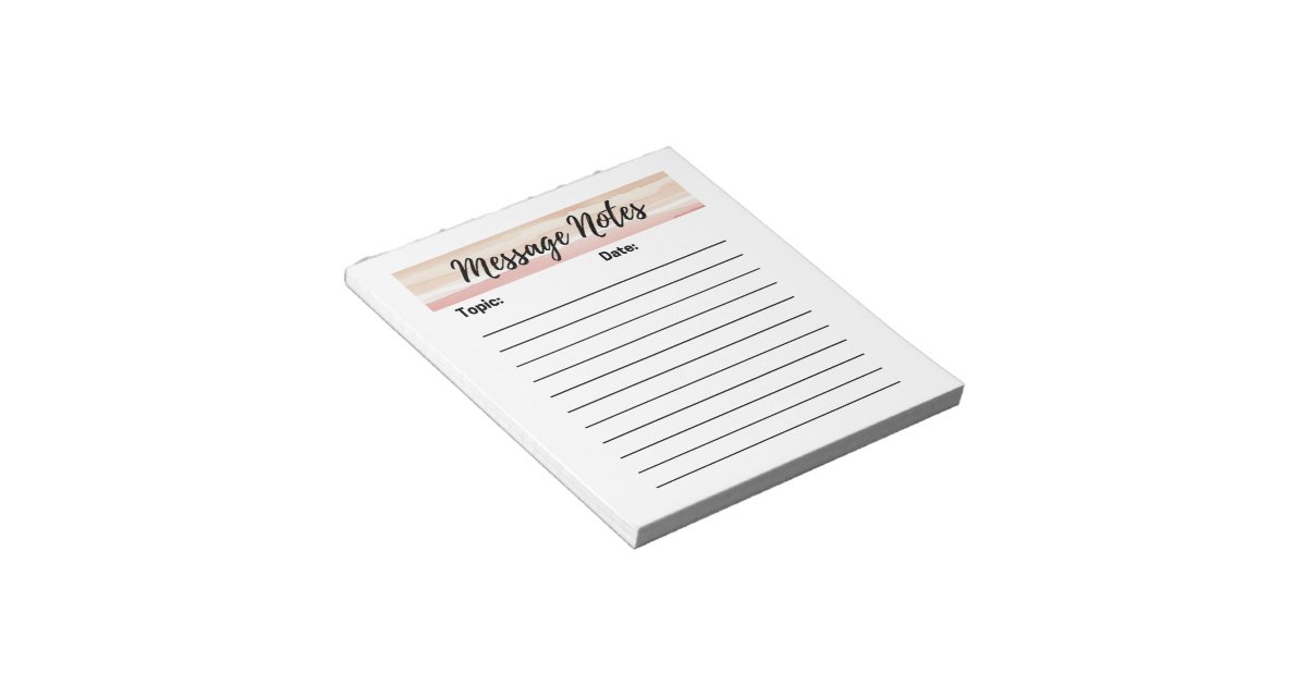 Blush Stripes Message Notes Notepad | Zazzle