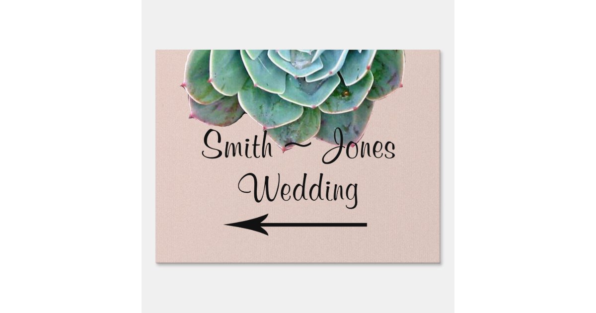 Blush Succulent Wedding Direction Sign | Zazzle