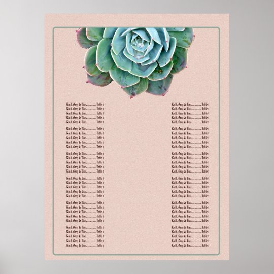 Blush Succulent Wedding Seating chart | Zazzle.com