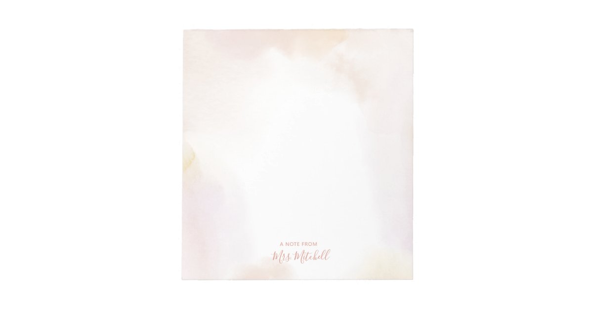 Blush Watercolor Wash | Teacher Name Personalized Notepad | Zazzle